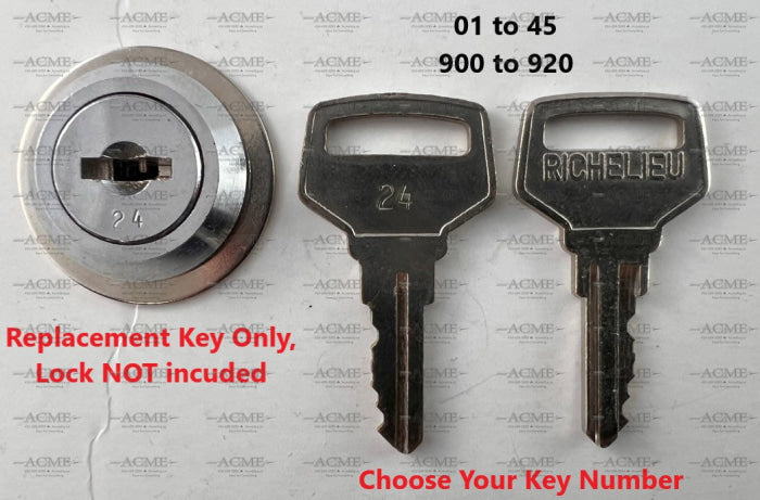 Richelieu 01 to 45 & 901 to 920 Replacement Key AcmeKey.ca USA Canada ...