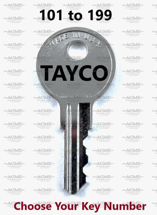 Tayco Office Furnishings 101 to 199 Replacement Keys – Acme Lock & Key ...