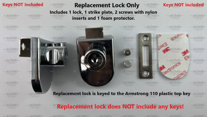 Armstrong 110 Key Glass Door Replacement Lock Only - No Keys Are Inclu ...